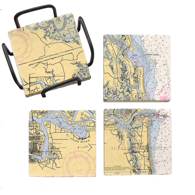 Jacksonville, FL- Marble Coaster Set – ScreenCraftGifts
