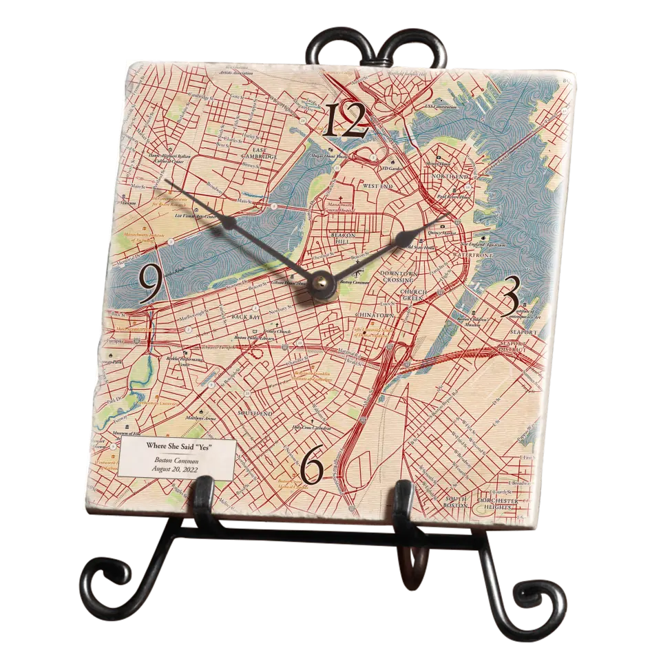 Classic Map w/ Live Preview - Marble Desk Clock – ScreenCraftGifts